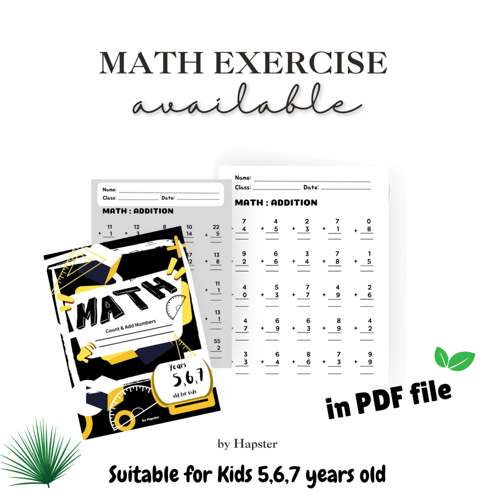 Math Exercise Digital pdf [ 5,6,7 years old kids ]