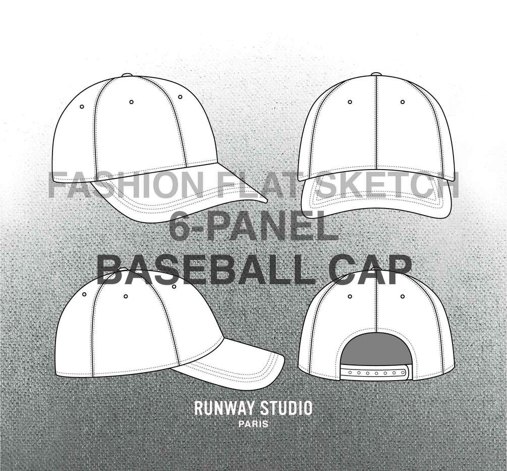 6-Panel Baseball Hat Fashion Flat