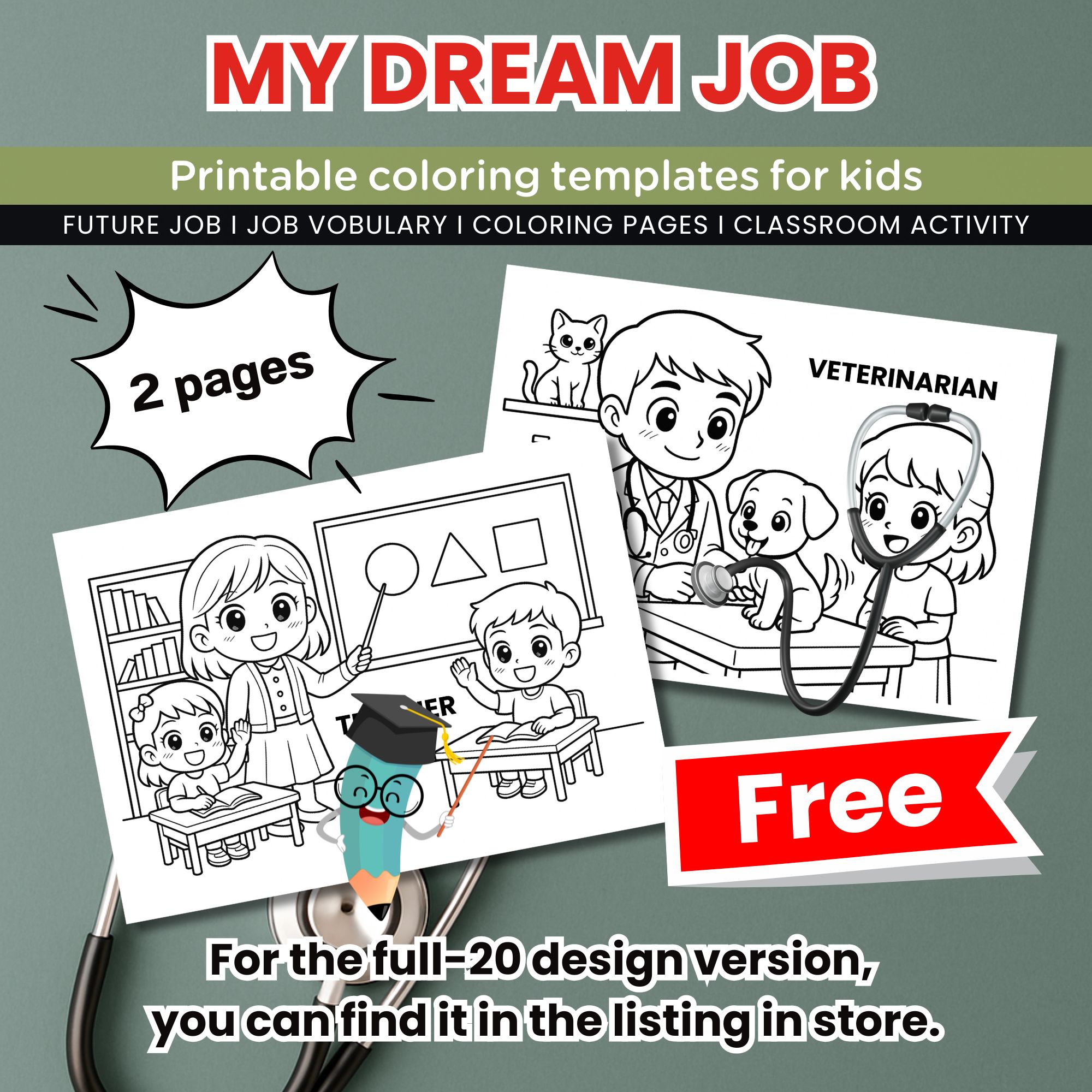 Free! My Dream Job Coloring Pages for Kids, Career Exploration, Back to ...