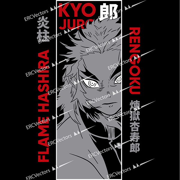 SVG Rengoku Kyojuro Demon Slayer Vector, PDF , PNG, SVG , AI