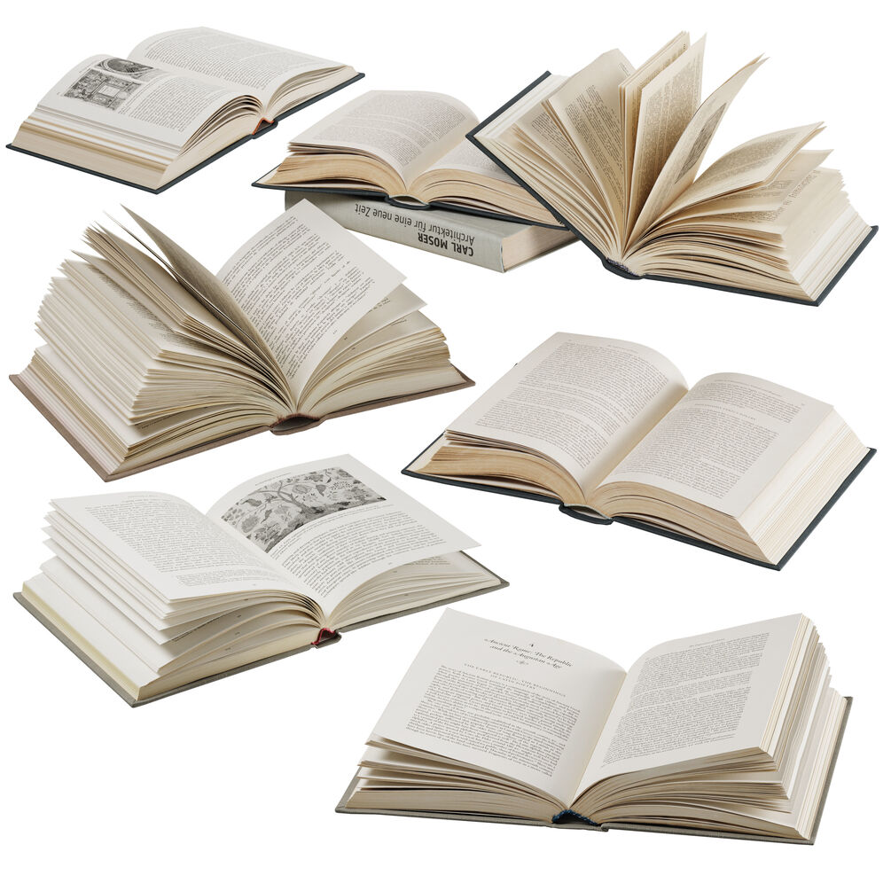 opened books collection 3D model
