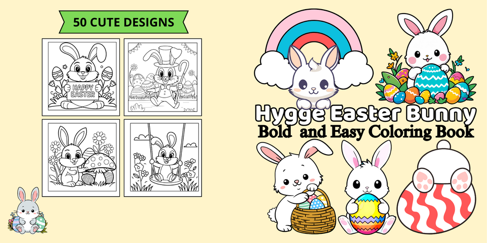 Hygge Easter Bunny Bold and Easy Coloring Book