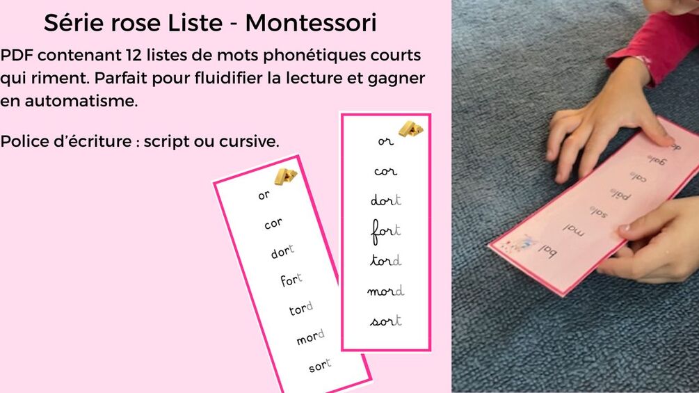 Lecture : Série rose Liste - Montessori