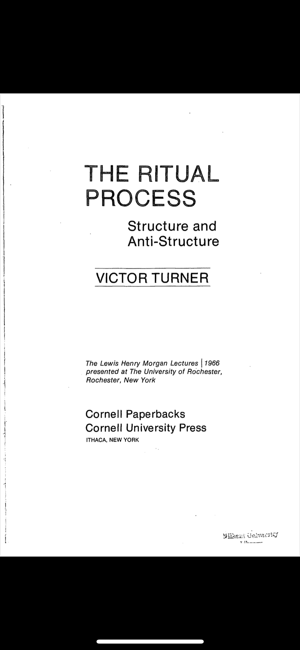 The Ritual Proces : Structure and Anti-Structure ~ VICTOR TURNER
