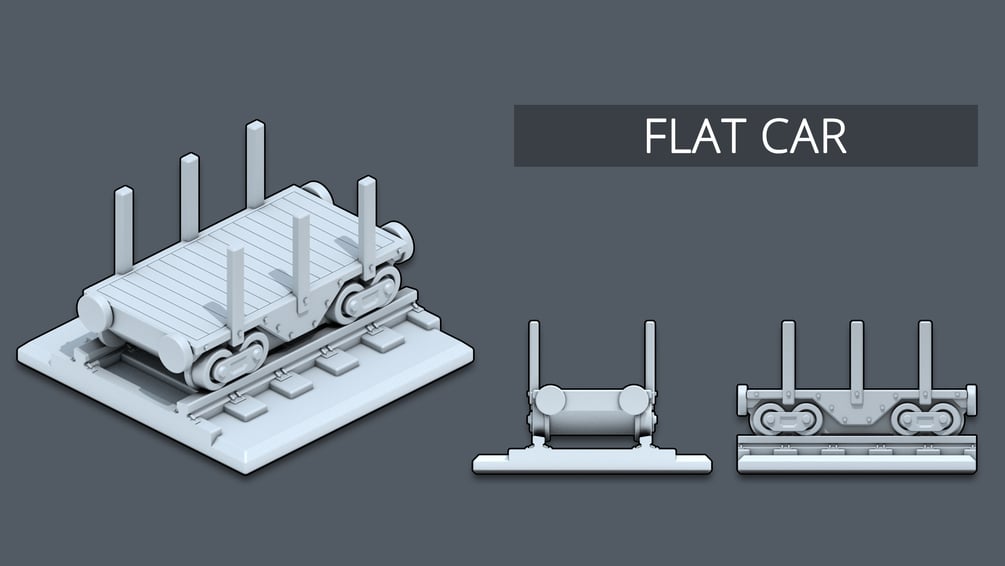 Flat Car - STL files for 3D printing - Trains & Rails World - STL ...