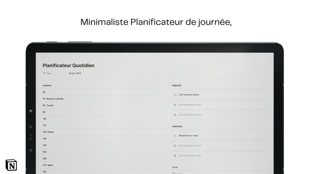 Planificateurs Quotidien, Hebdomadaire et Mensuel