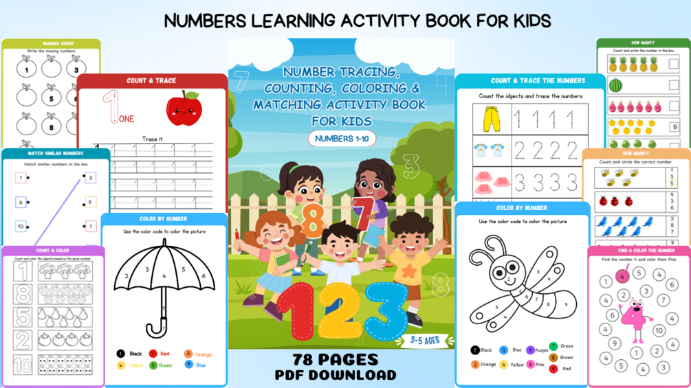 Fun with Numbers: Printable Activity Book for Kids aged 3-5