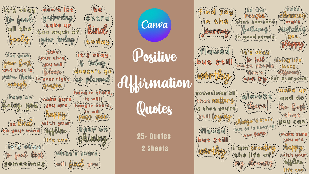 “25 Positive Affirmation Quotes Stickers – Self-Love & Motivation”