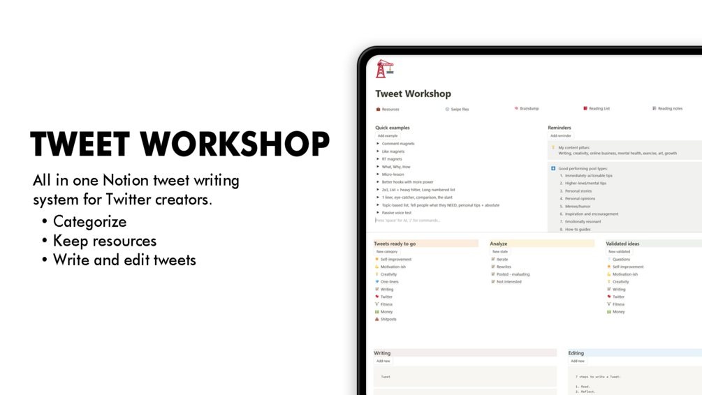 Tweet Workshop - Notion Tweet Writing System
