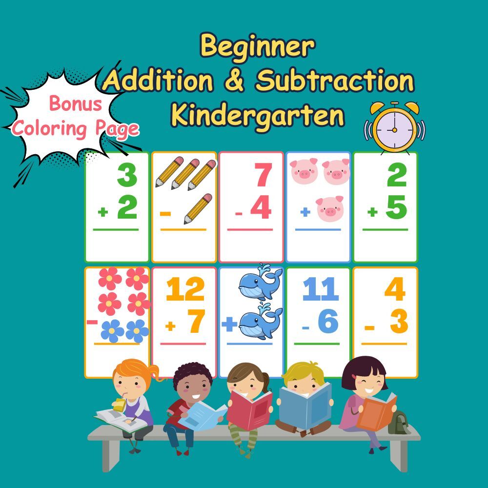Beginner Addition & Subtraction Kindergarten Math Worksheet , math ...