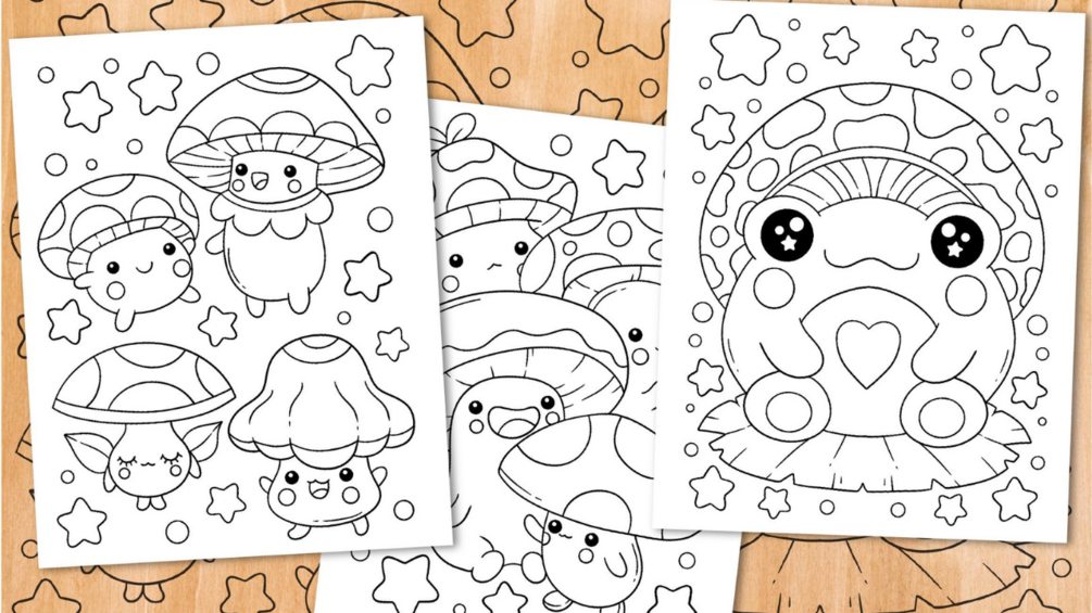Cute mushroom frog coloring page, cute coloring page, mushroom frog ...