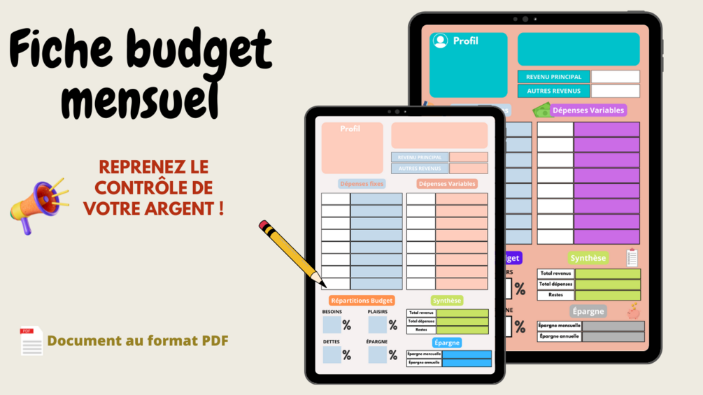 Fiche budget mensuel à imprimer