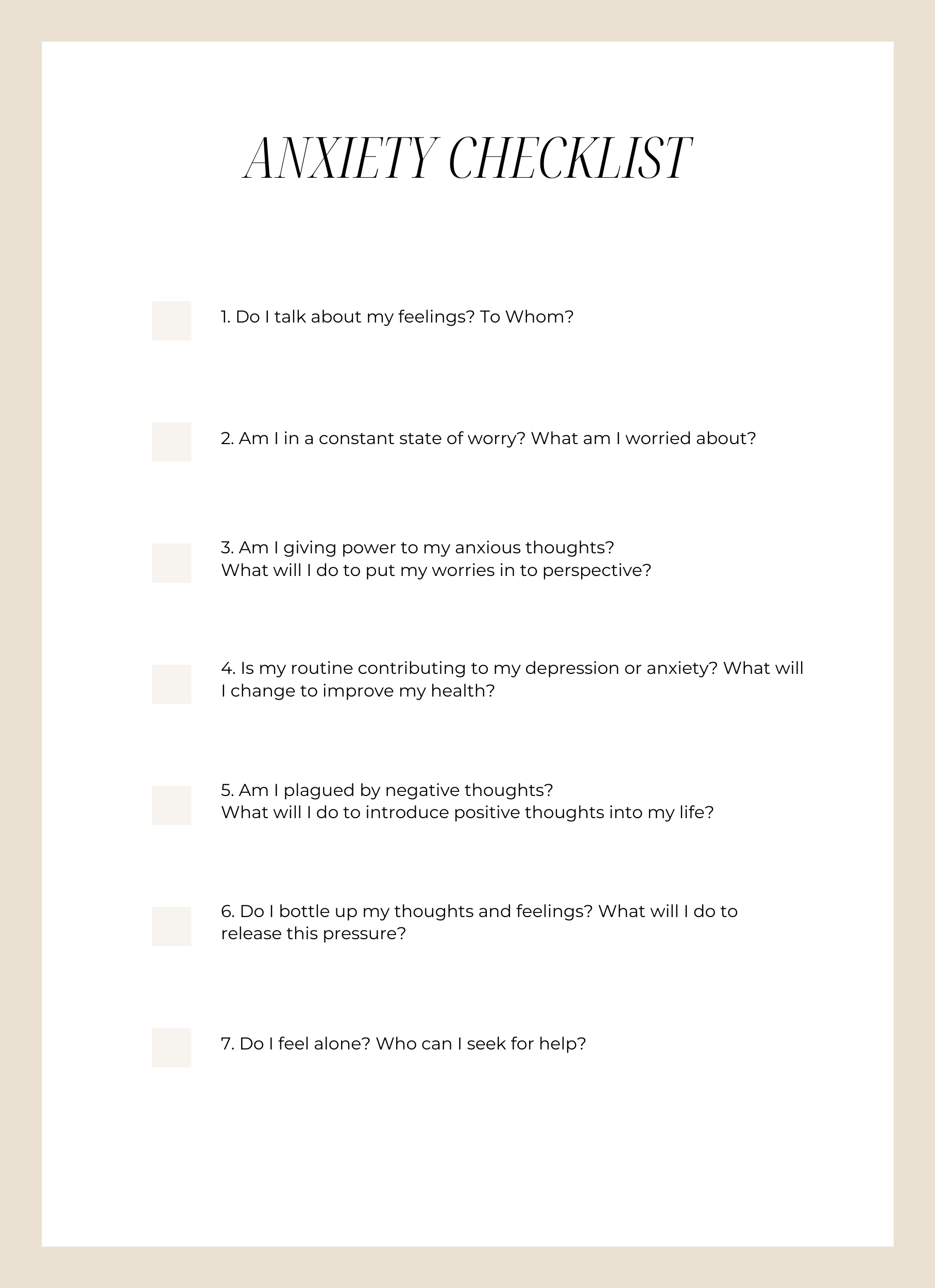 Daily Calm Journal – Printable Anxiety & Mindfulness Workbook (25 Pages)