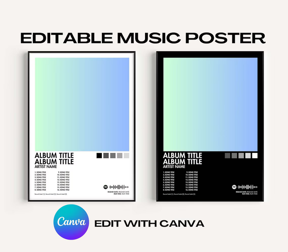 Album Cover Poster Canvas Template, Customizable Digital Music Poster ...