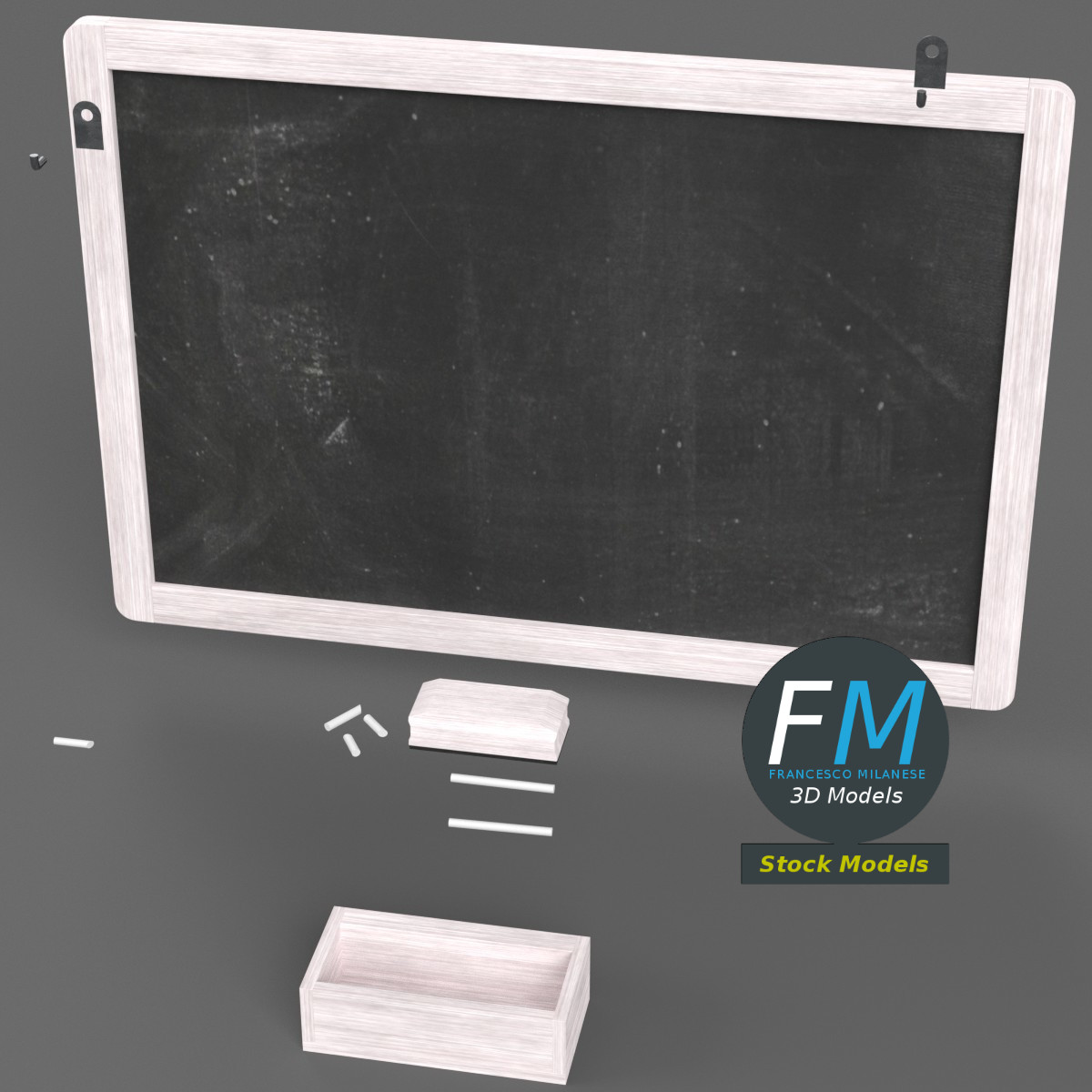 3D MODEL - Wall mounted chalkboard