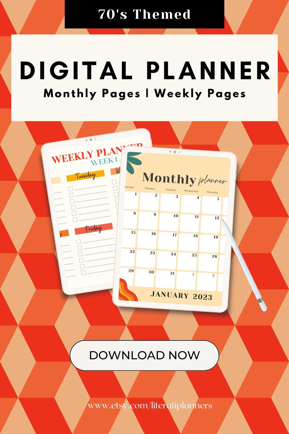 2023 Digital Planner – 70's Daisy Jones & The Six Inspired Monthly and ...