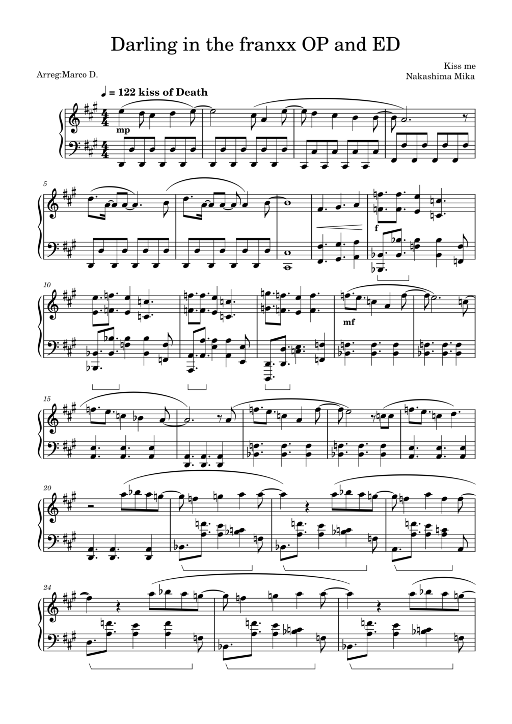 Darling in the franxx OP and ED SHEET + MIDI