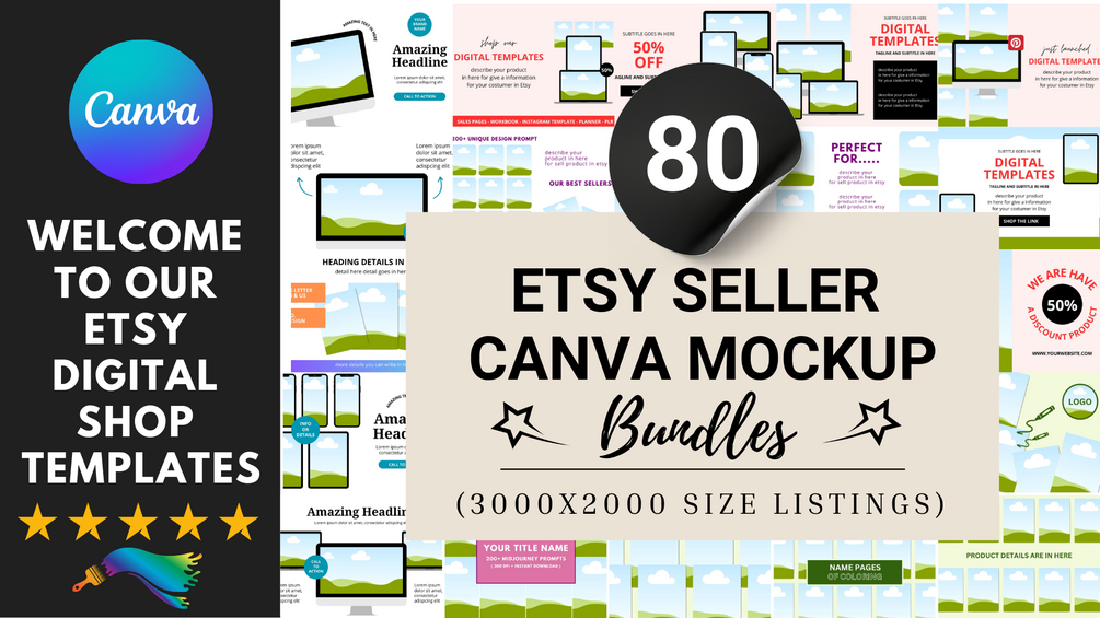 80 Pages Etsy Listing Canva Bundles