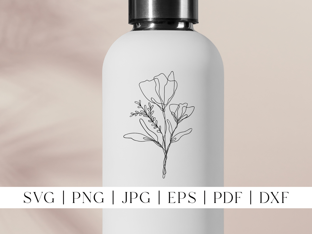 Wild Flower Line Art | Floral Clipart | Botanical One Line Drawing | By ...