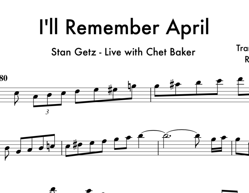Stan Gets - I'll Remember April Tenor Saxophone Transcription