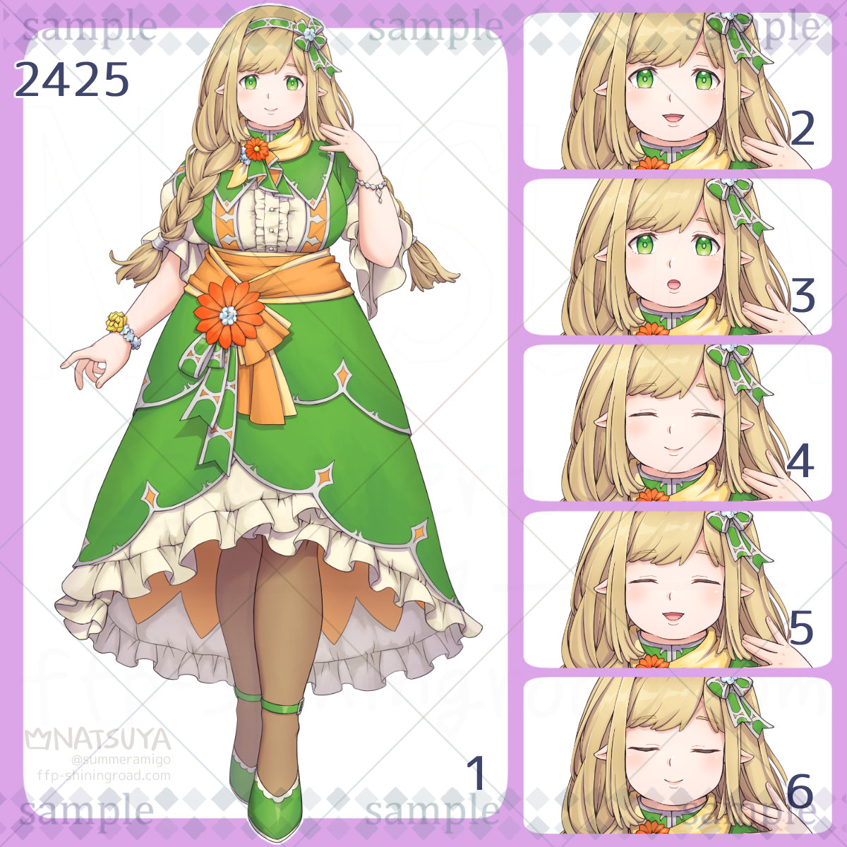 Anime Character Art Pack: 2425 - 6 Expressions | Image: Woman, elf ...