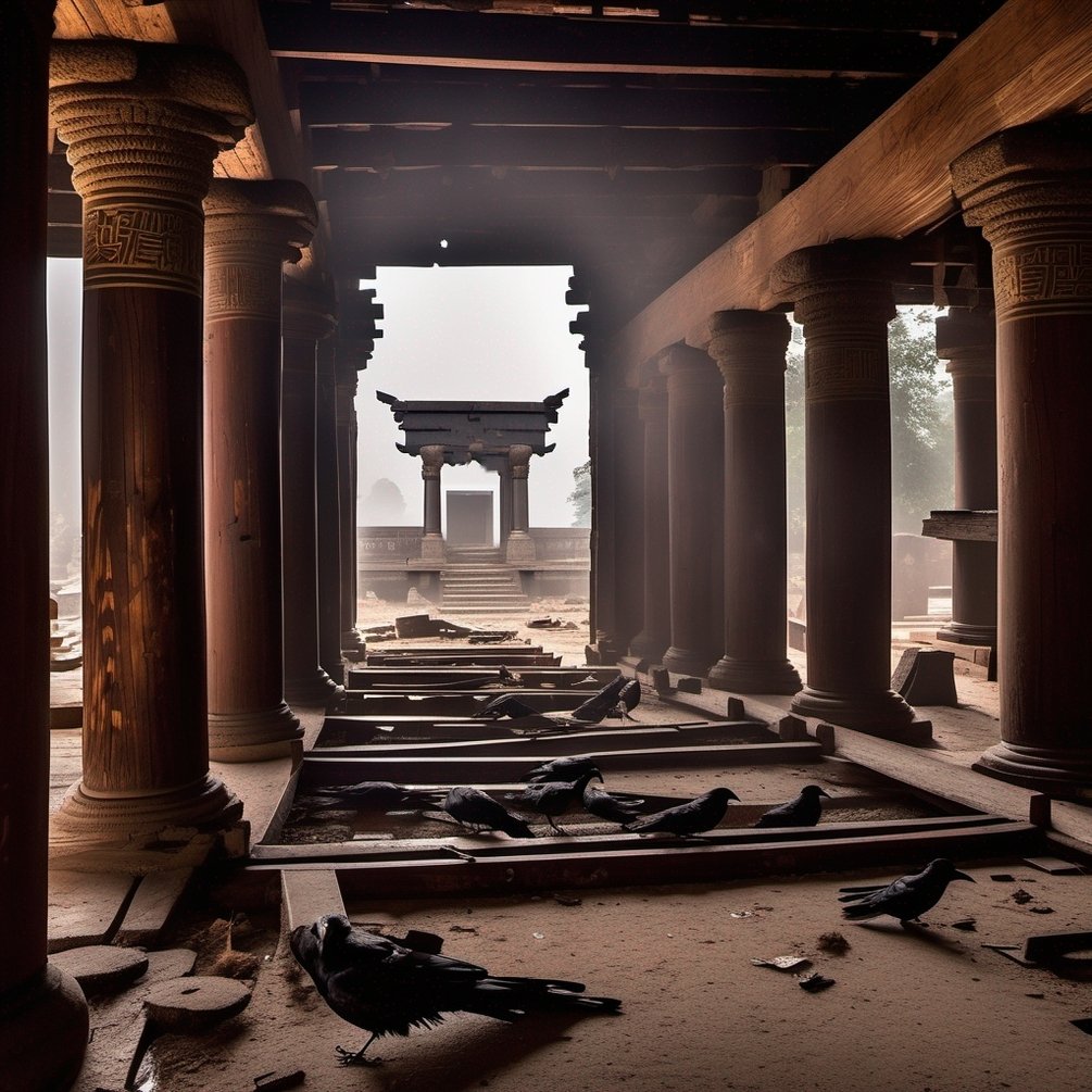 Inside the collapsed temple
