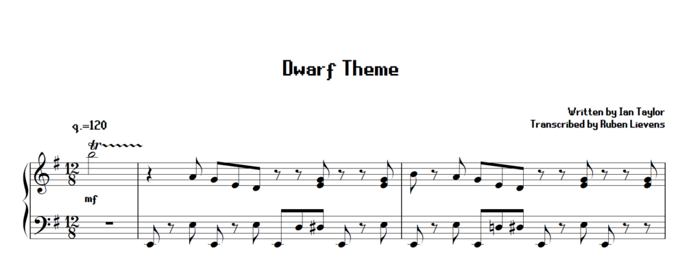 Runescape - Dwarf Theme - Piano sheet music