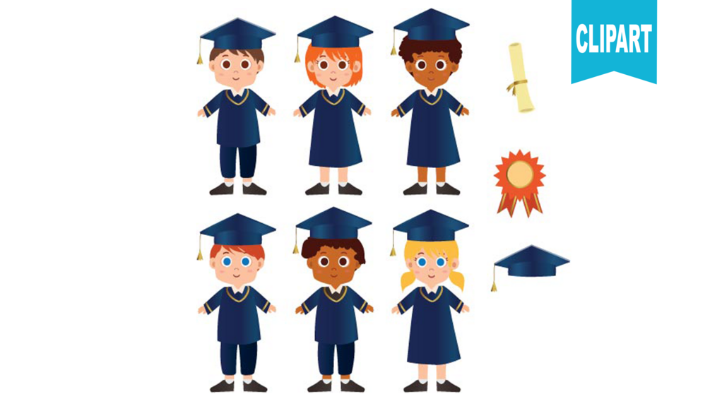 Graduation kids blue Clipart - PNG file, instant download