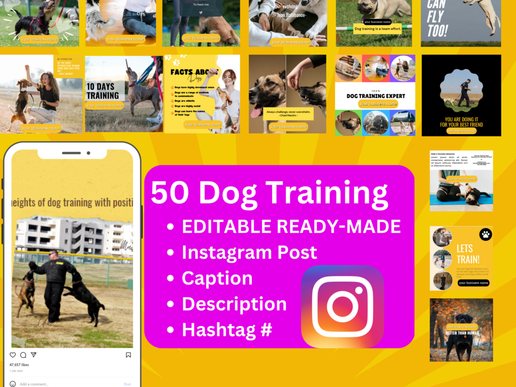  EDITABLE 50 Canva Dog Instagram Post Templates Dog Coaching