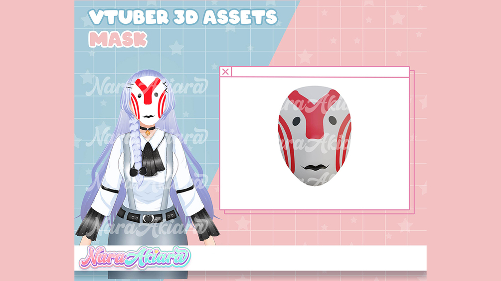 3D Vtuber Assets Mask V4 vroid commission, 3D assets ready to use ...