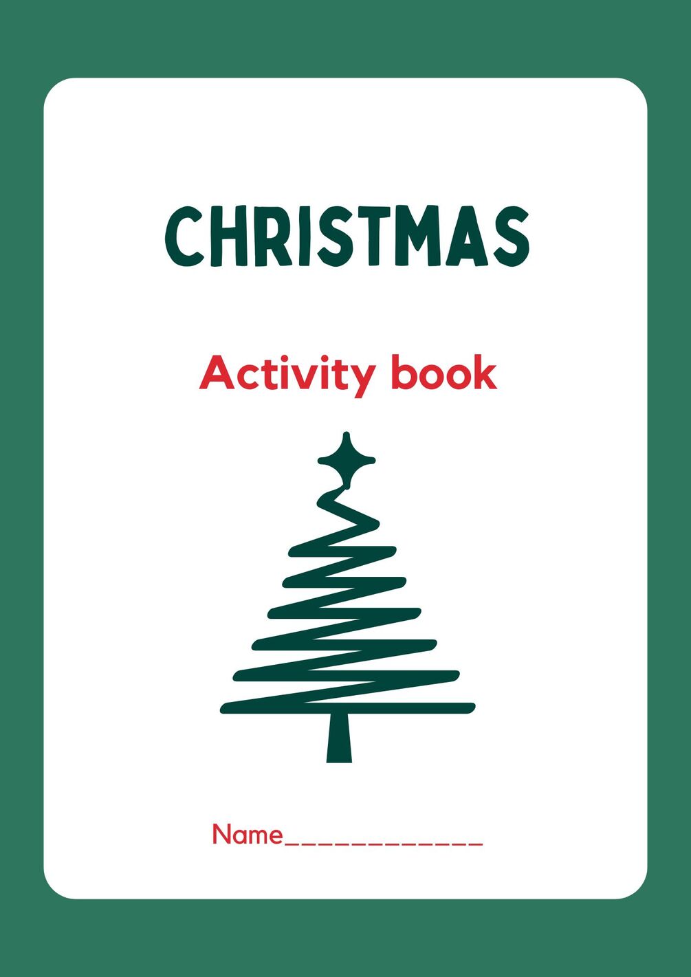 Christmas Activity Worksheet Set in Green and Red Fun Style