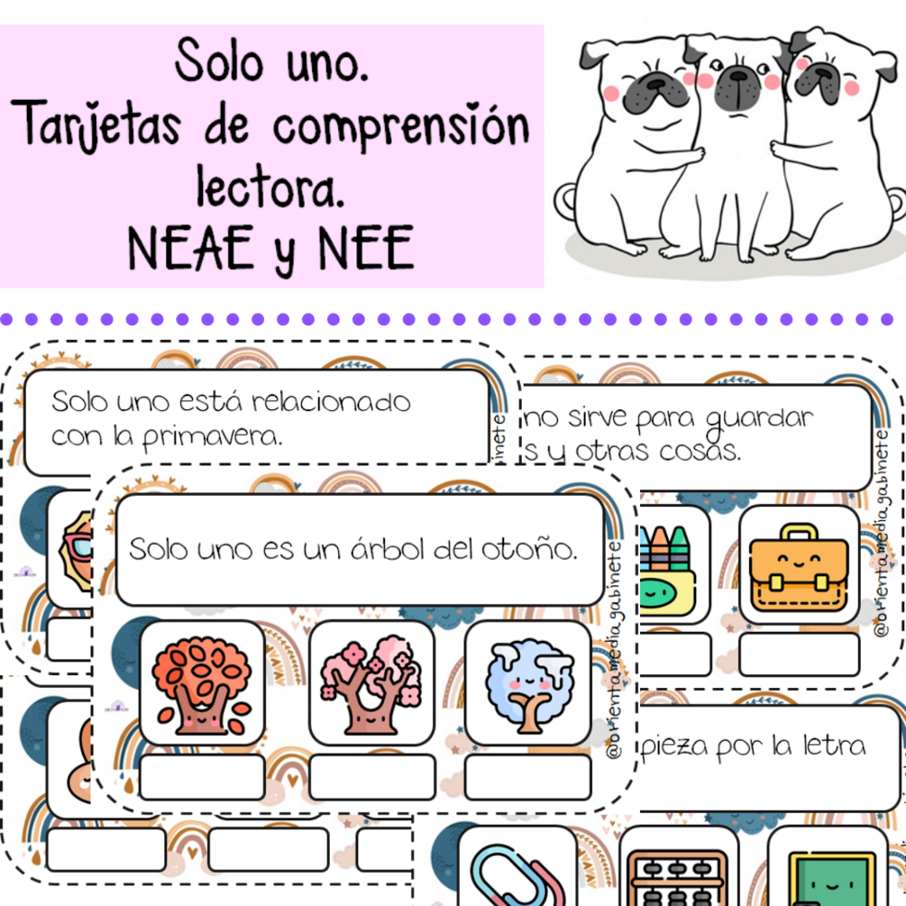 SOLO UNO. TARJETAS DE COMPRENSIÓN LECTORA