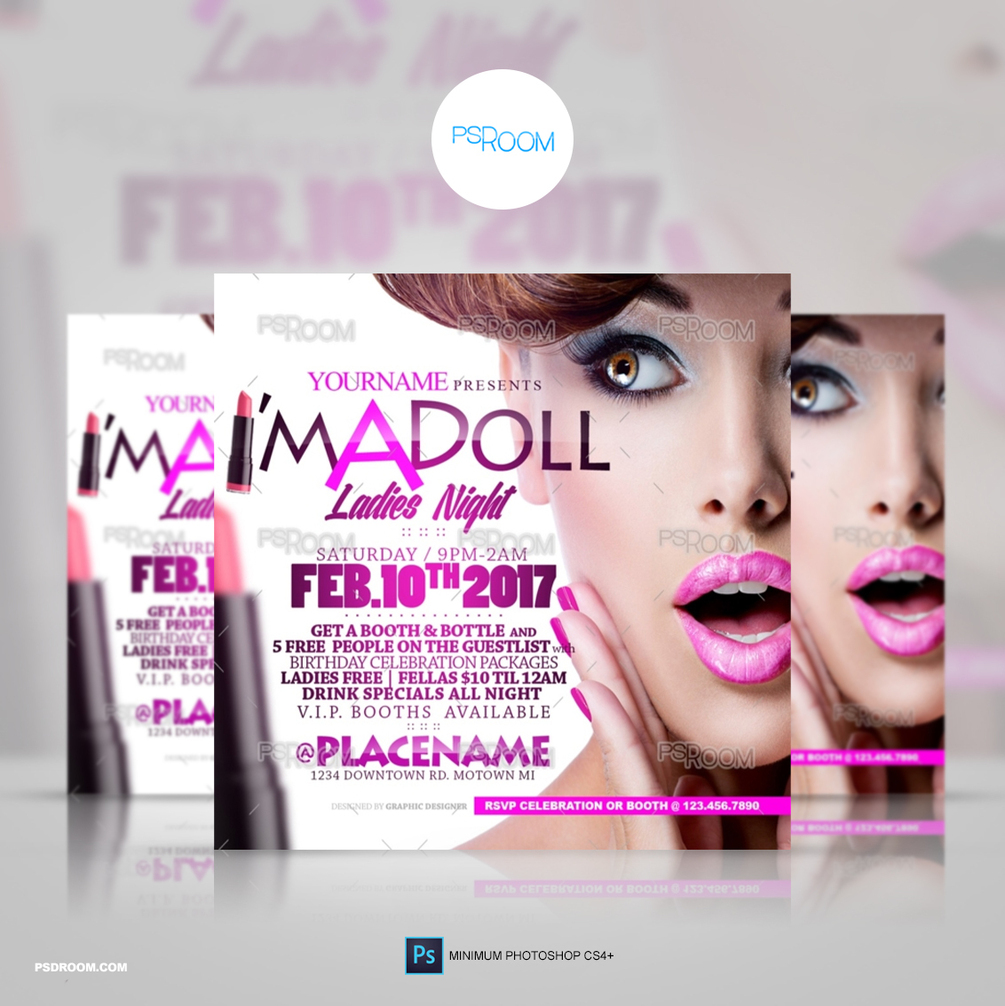 I'm A Doll Ladies Night Flyer Template