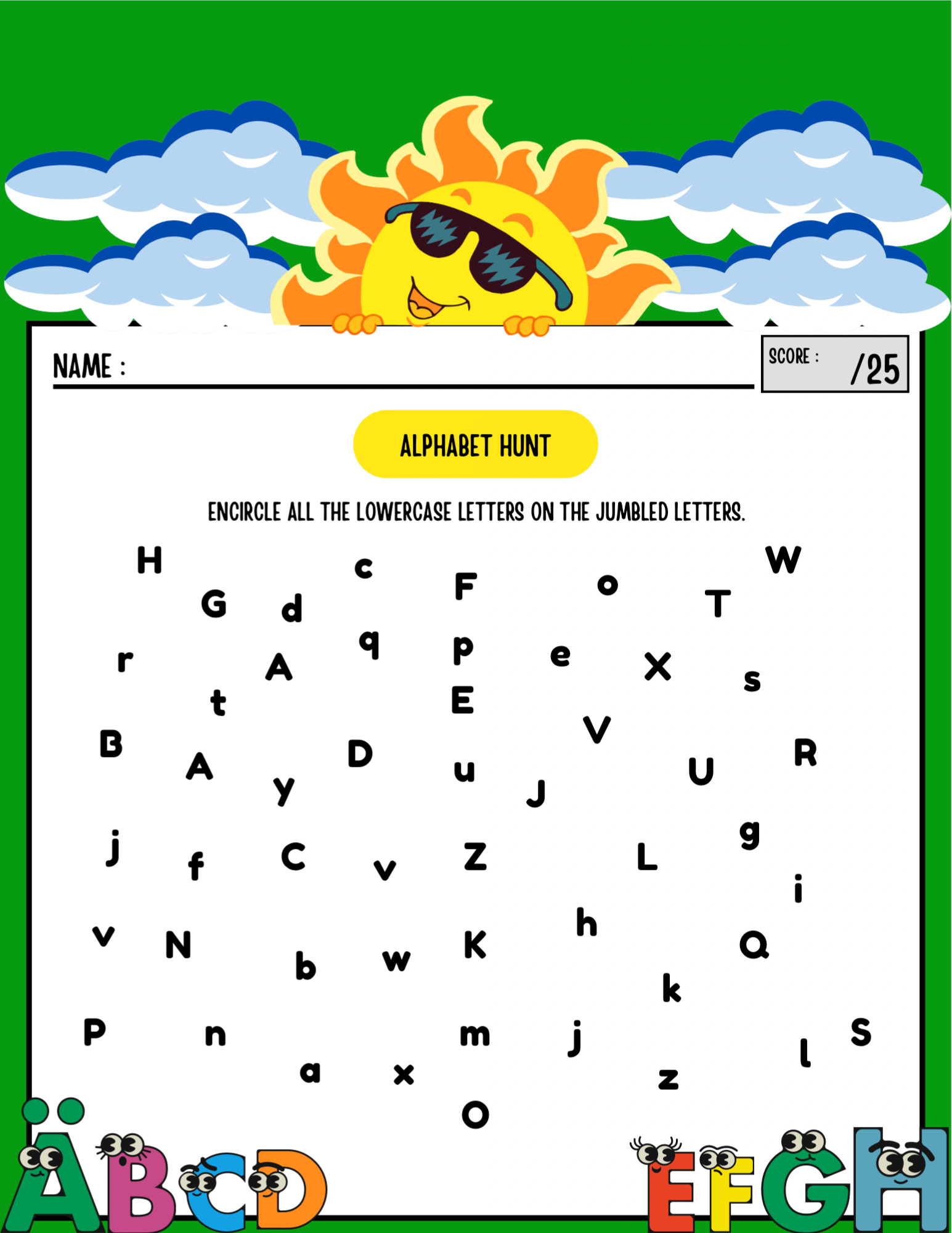 LET'S LEARN ALPHABET - LETTERS OF THE ALPHABET ACTIVITY WORKSHEETS FOR ...