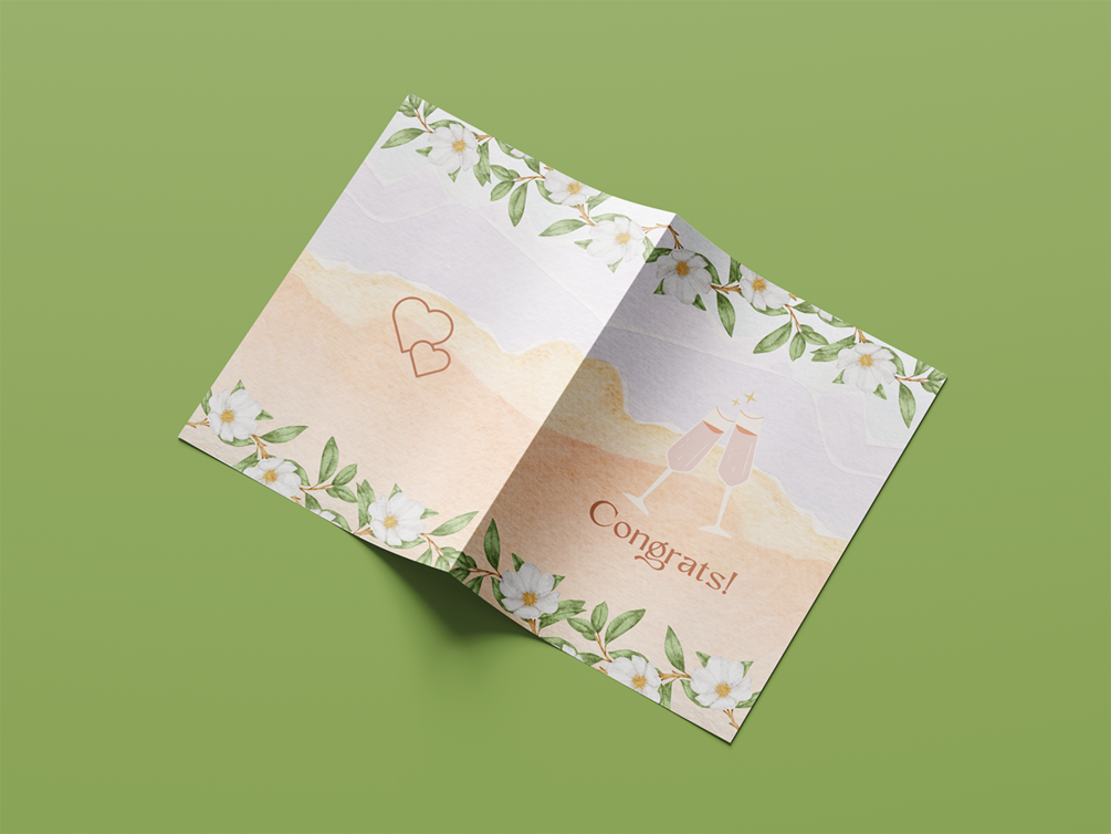 Canva Templates Wedding Greeting Card Aesthetic Flowers Theme (Bifold ...