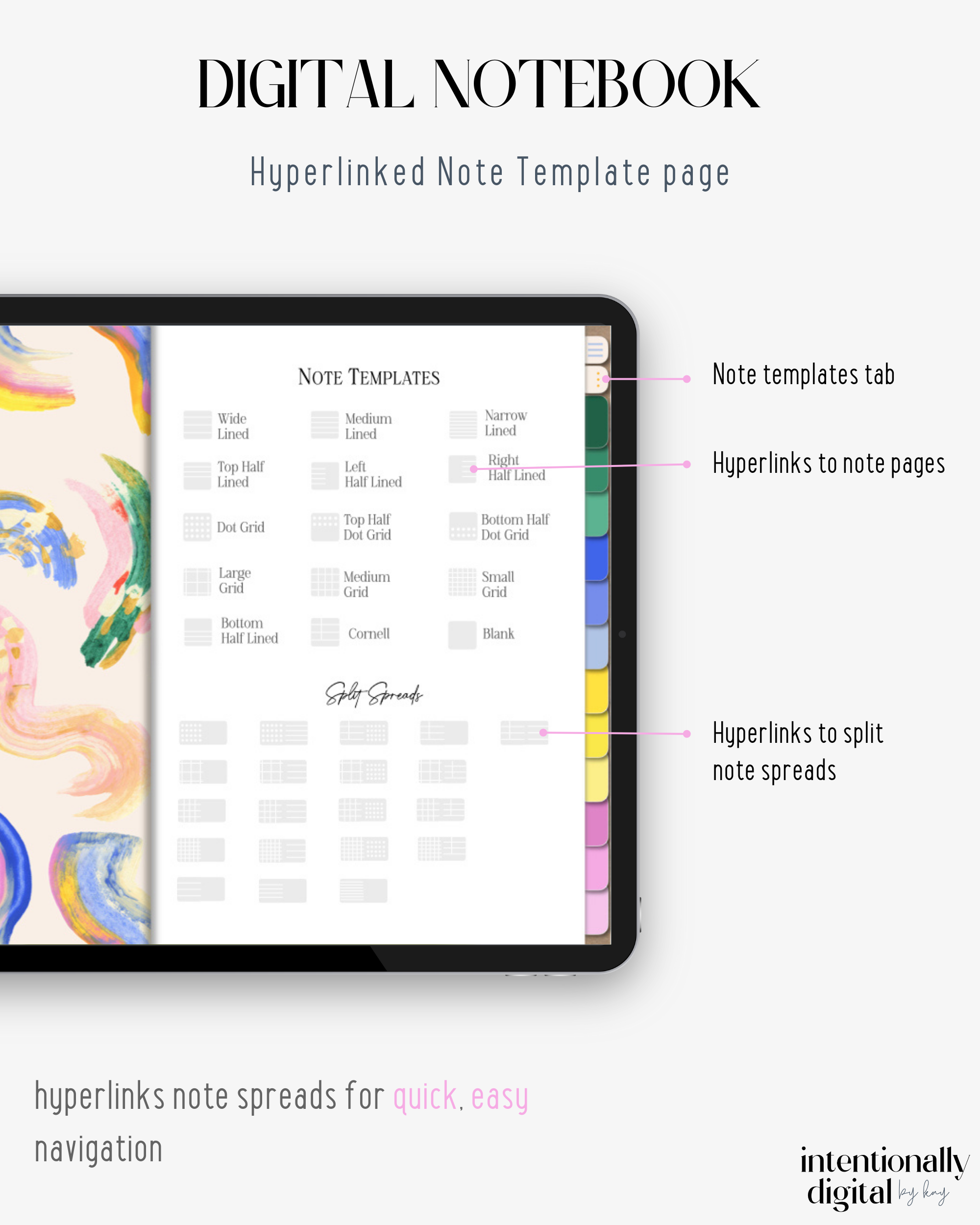 Digital Hyperlinked Dotted Notebook with 12 Hyperlinked Sections ...