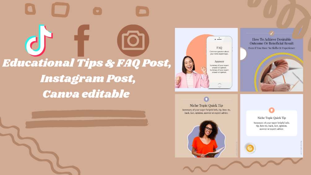 Educational Tips and FAQ Post,Instagram Post, canva editable