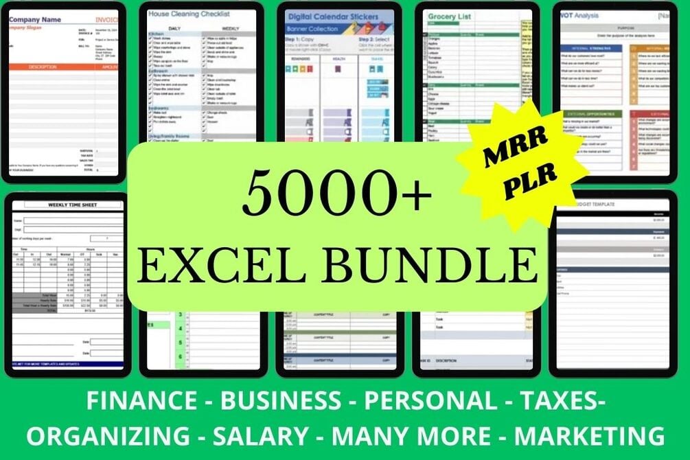5000+Excel Templates Bundle