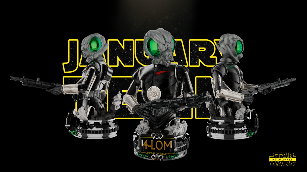 4-LOM Bust - Star Wars 3D Models - Tested and Ready for 3D printing