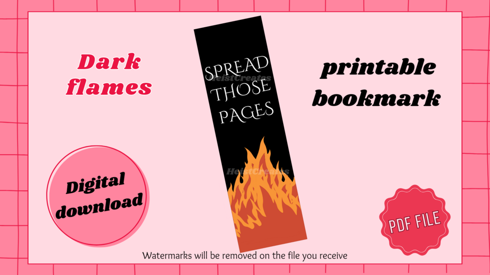 Dark Flames printable bookmark