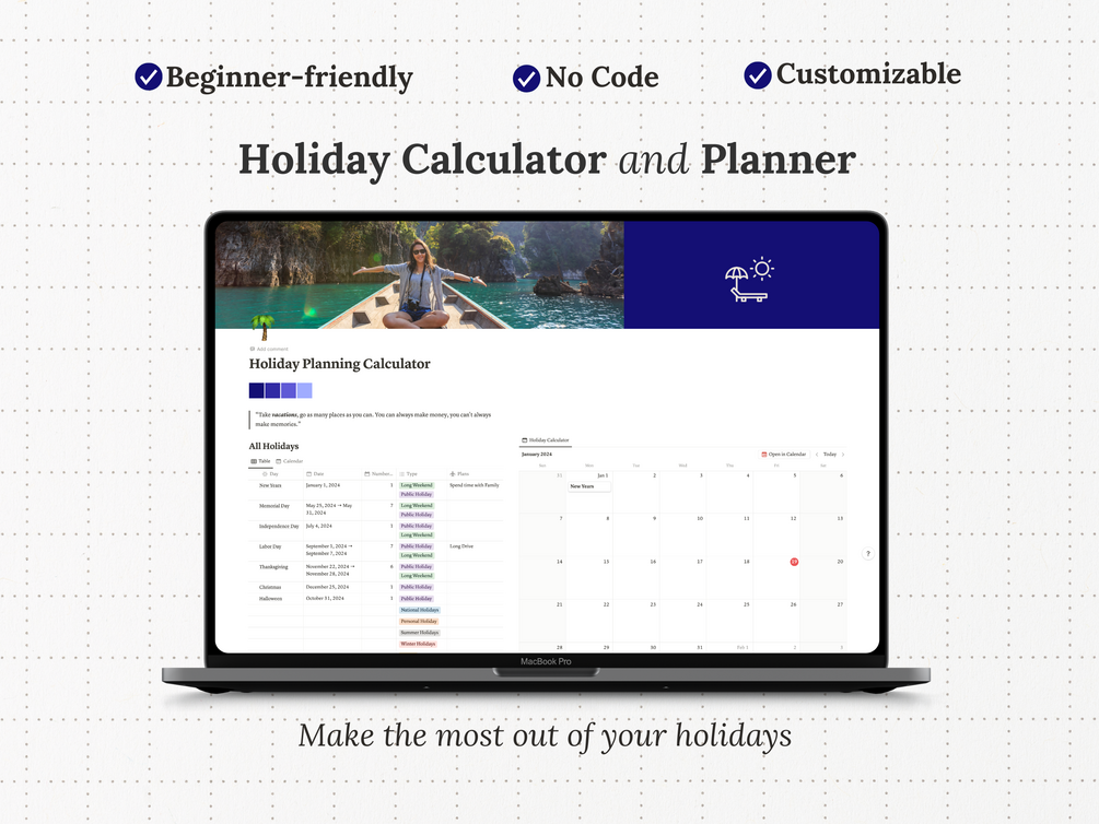 Holiday Calculator and Planner Notion Template
