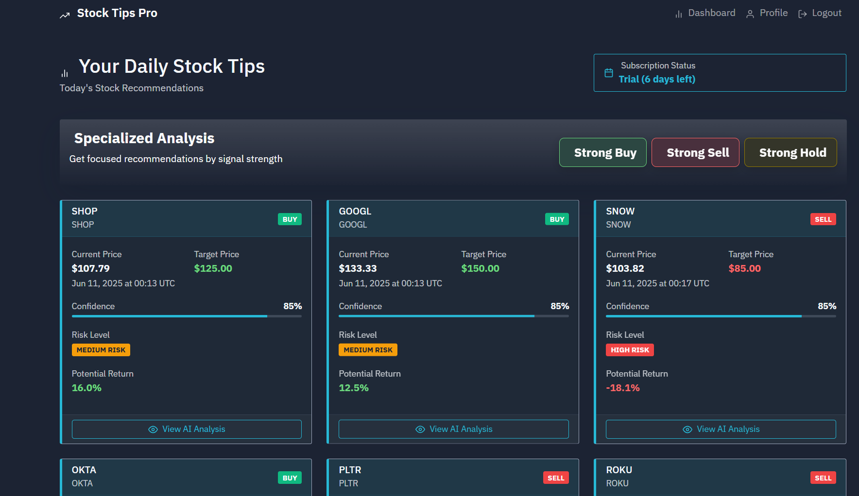 BUY-HOLD-SELL- Smart Stock Tips - Professional AI Trading Analysis Platform