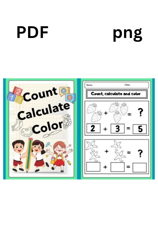 Count Calculate Color - Kids Worksheet