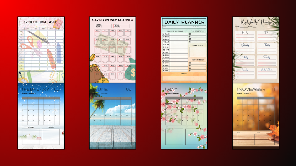 daily, weekly and monthly planner plus saving money and school ...