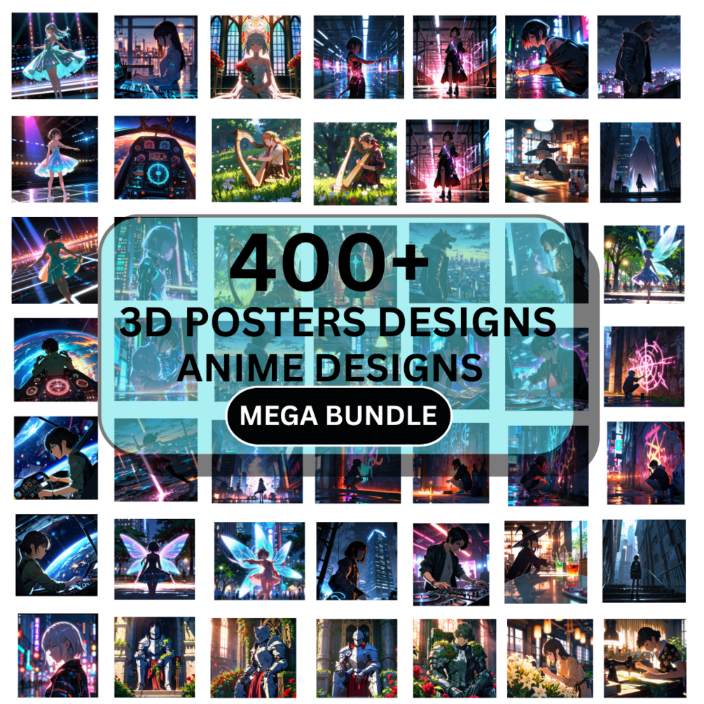 400+ Anime Bundle Designs with CLEAR Background, Perfect for Print on ...