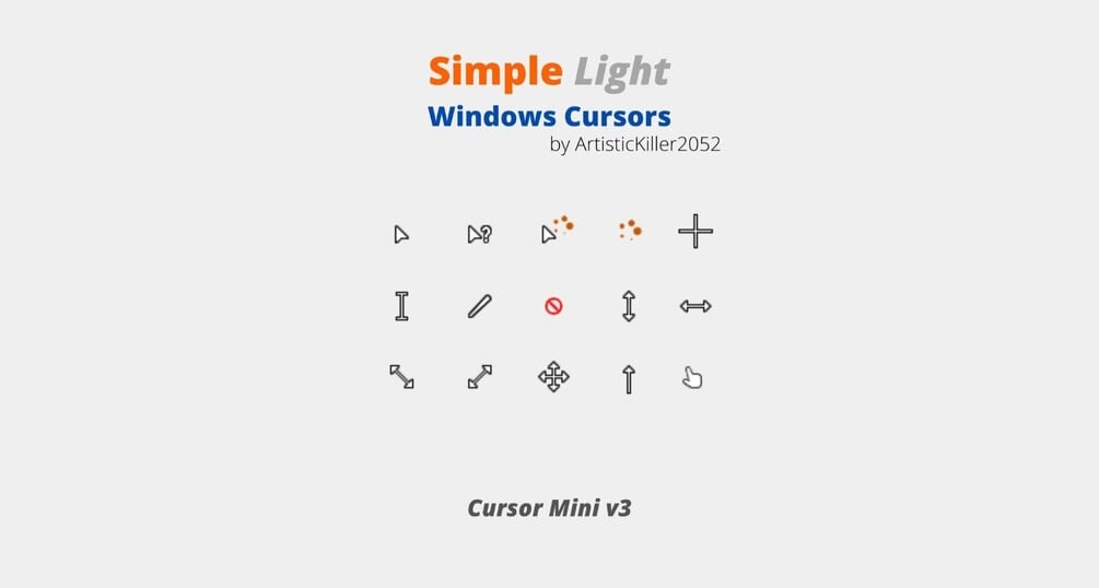 Simple v3 Light Reduced Cursor Windows 11/10/7