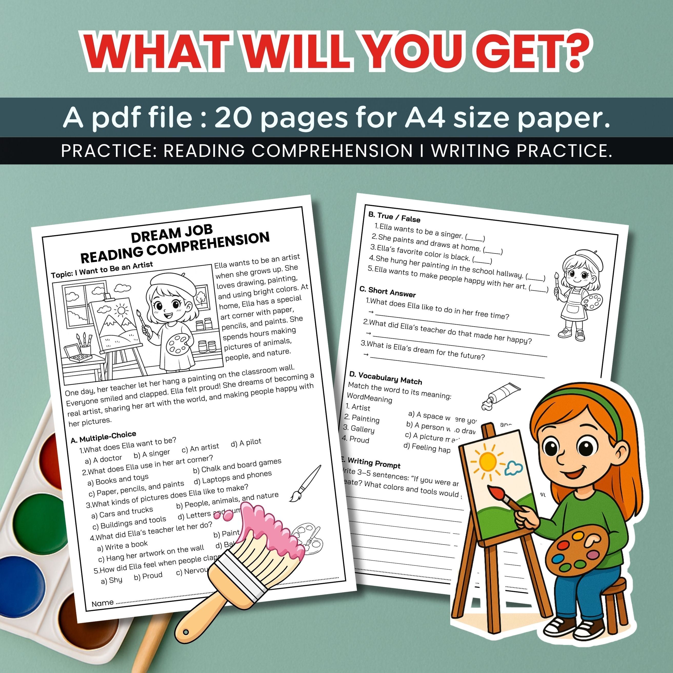 Dream Job Reading Comprehension Worksheets for Grades 2–4, 10 Career ...