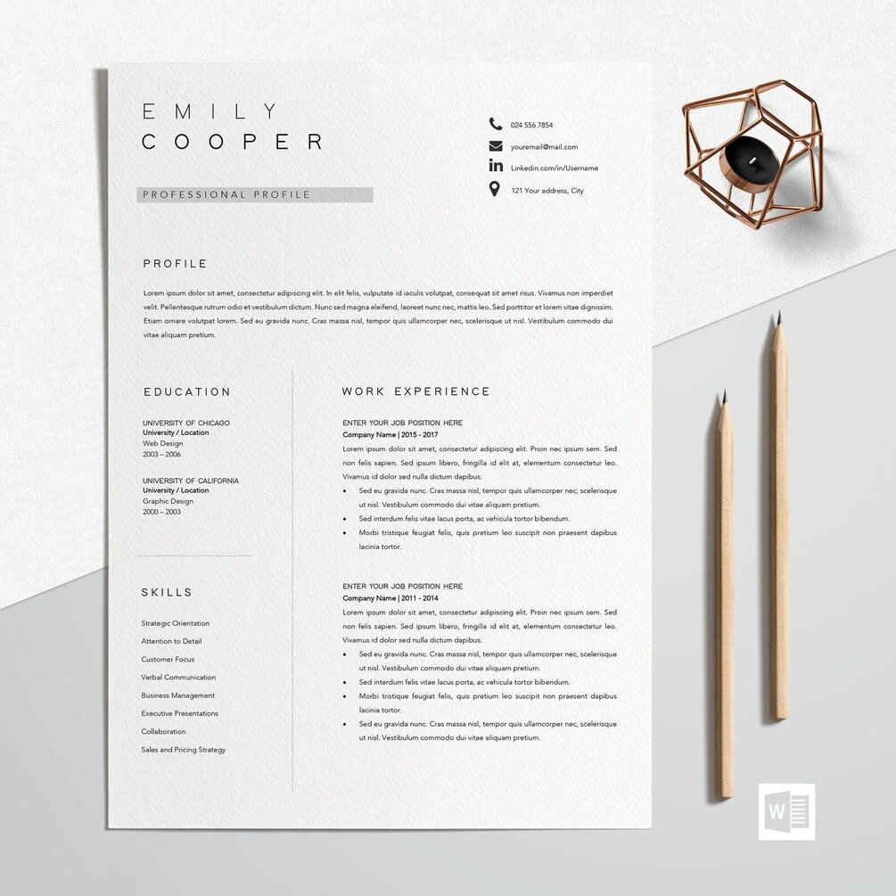 Resume Template Unique | CV Format Word | Simple CV Template Word ...