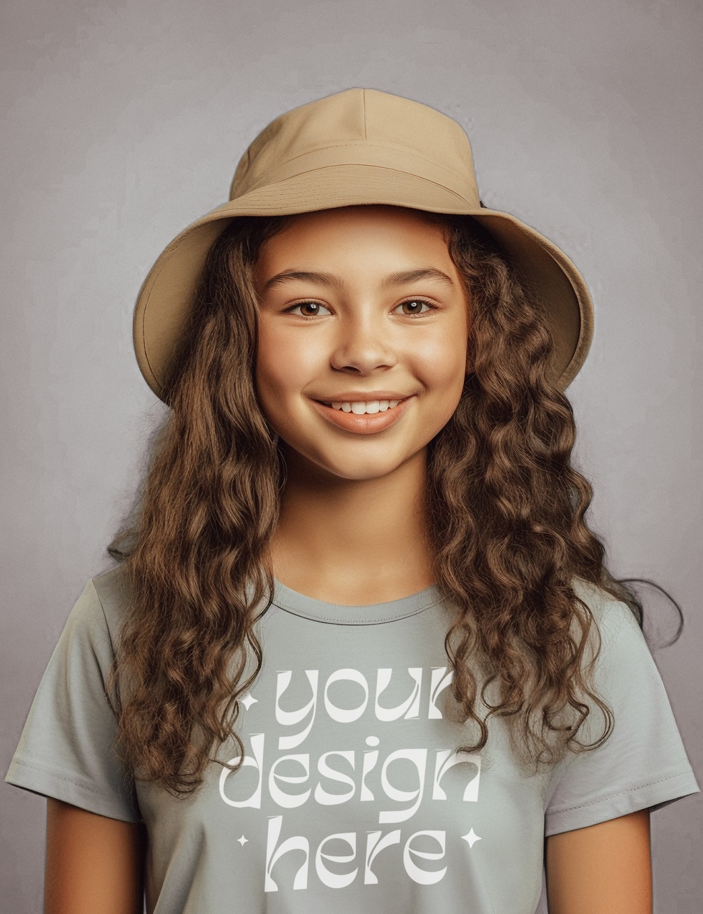 Bella Canvas Shirt, Bella Canvas 3001T Mockup, Kids With Bucket Hat ...