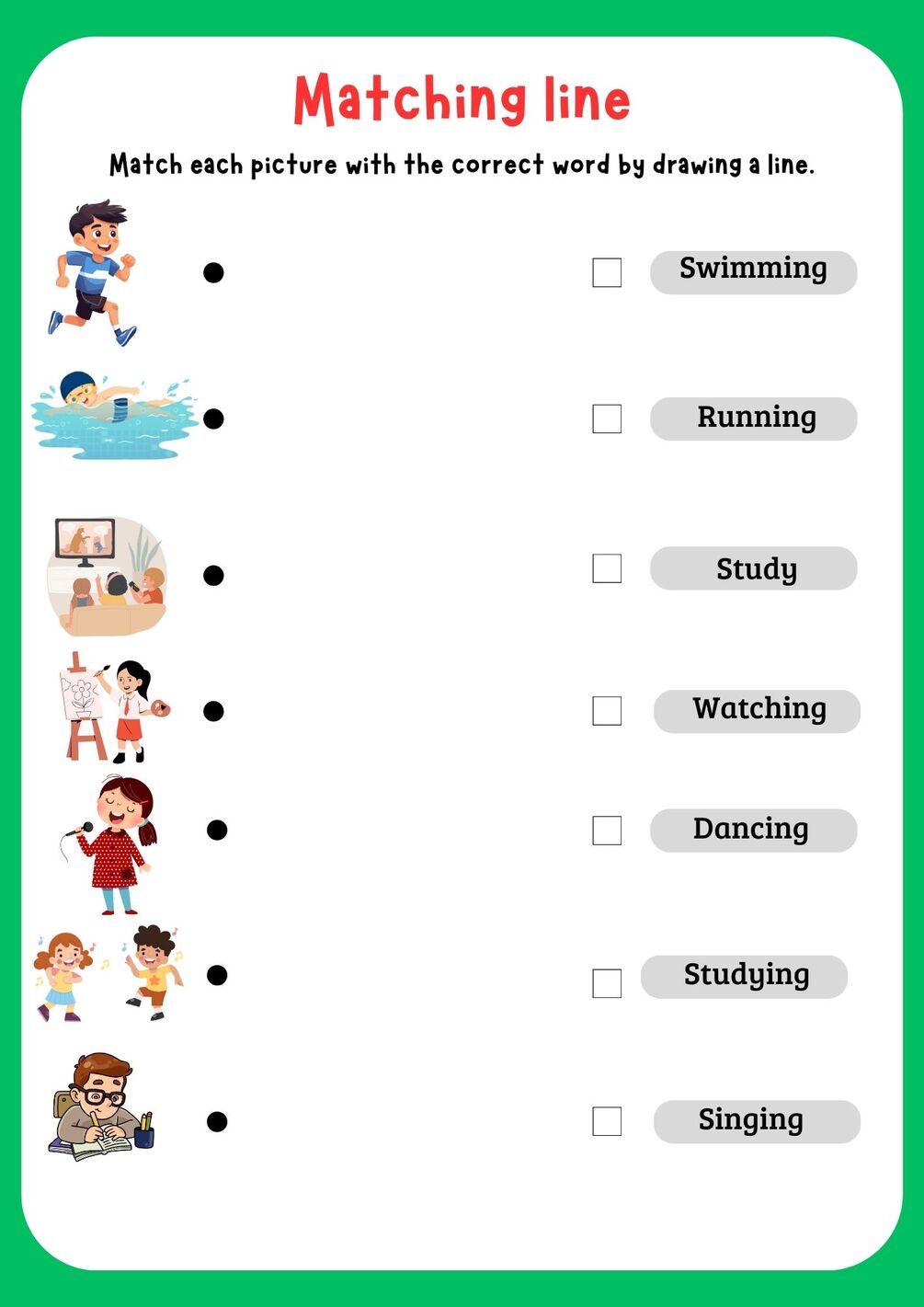 Matching Worksheet - English Vocabulary